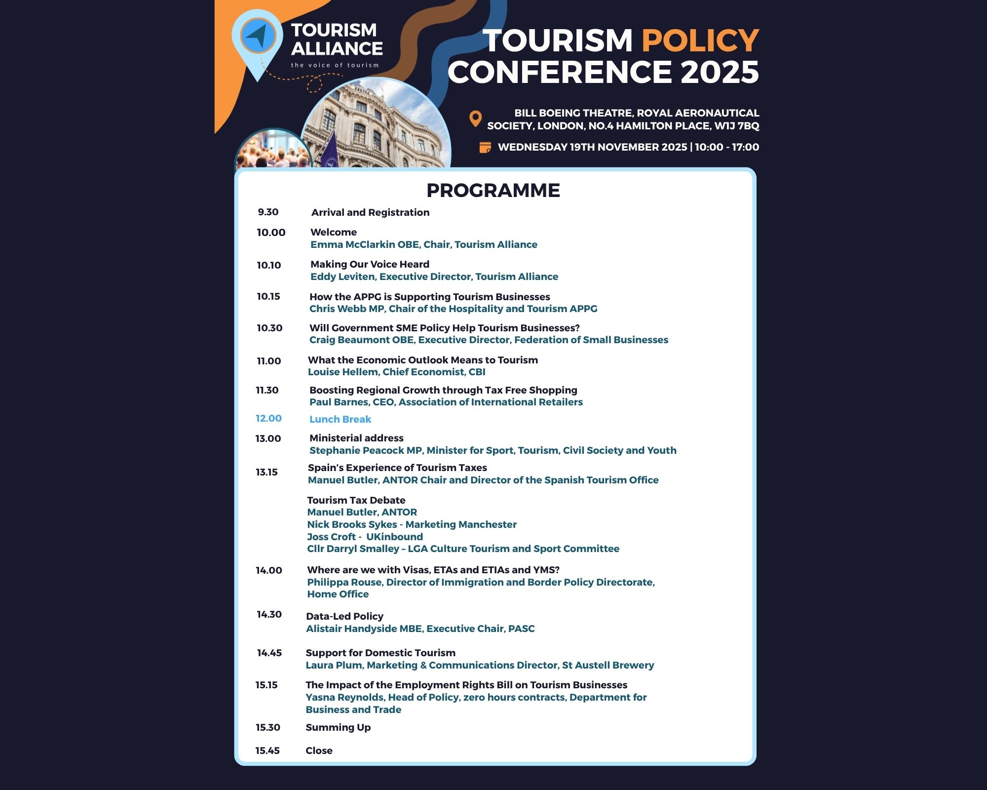 2025 Tourism Policy Conference - Tourism Alliance - The Voice of Tourism
